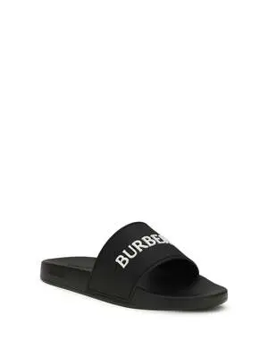 Burberry Embossed Logo Slide Slippers - Black