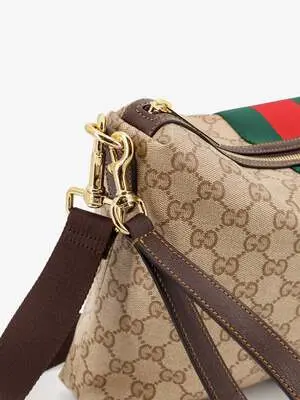 Gucci Gg Canvas Crossbody Bag With Nastro Web - Multicolor