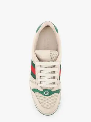 Gucci Screener Mesh And Leather Sneakers With Nastro Web - Multicolor