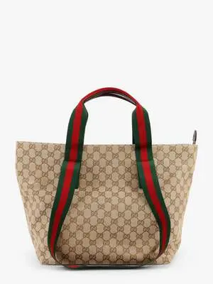 Gucci Gg Fabric Shopping Bag With Nastro Web Handles - Multicolor