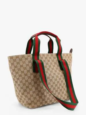 Gucci Gg Fabric Shopping Bag With Nastro Web Handles