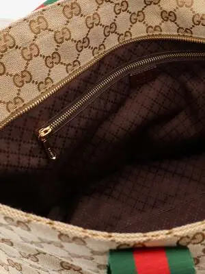 Gucci Gg Fabric Shopping Bag With Nastro Web Handles
