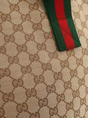 Gucci Gg Fabric Shopping Bag With Nastro Web Handles