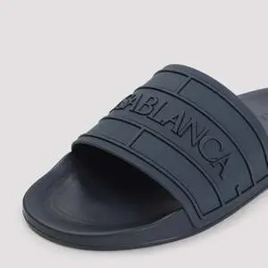 Casablanca Logo Embossed Rubber Slides - Blue