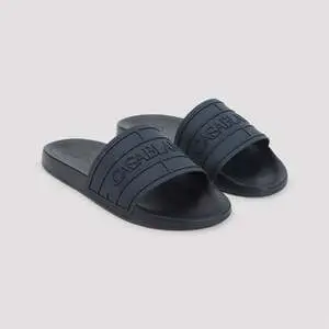 Casablanca Logo Embossed Rubber Slides - Blue