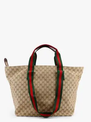 Gucci Gg Fabric Shopping Bag With Nastro Web Handle - Multicolor