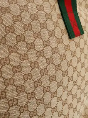 Gucci Gg Fabric Shopping Bag With Nastro Web Handle - Multicolor