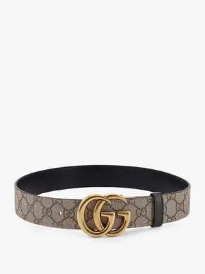 Gucci Gg Supreme Fabric Belt With Gold Metal Buckle - Multicolor