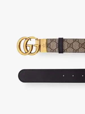 Gucci Gg Supreme Fabric Belt With Gold Metal Buckle - Multicolor