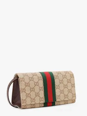 Gucci Gg Fabric Shoulder Bag With Nastro Web Detail - Cream