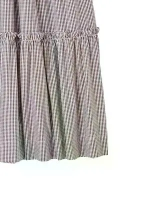 GANNI Shirred Gingham-check Maxi Skirt - Brown