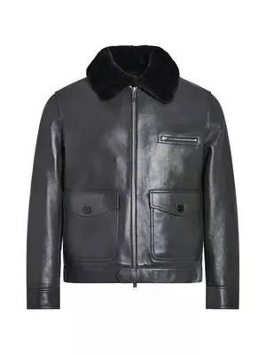 YVES SALOMON Shearling Collar Leather Jacket