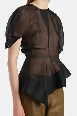 Khaite Rumi Draped Silk-organza Top - Nero