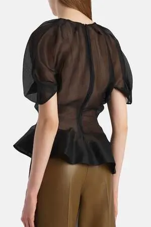 Khaite Rumi Draped Silk-organza Top - Nero