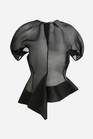 Khaite Rumi Draped Silk-organza Top - Nero