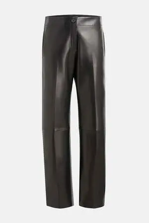 Khaite Mita Trousers In Plongé Leather - Black