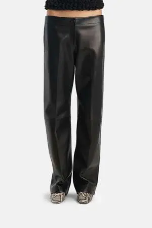 Khaite Mita Trousers In Plongé Leather - Black