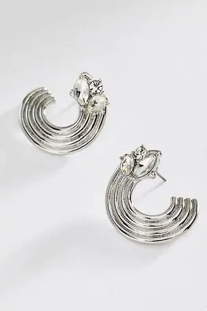 Anthropologie Circular Ribbed Post Earrgs Silver
