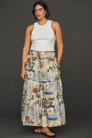 THE SOMERSET COLLECTION BY ANTHROPOLOGIE Tiered Maxi Skirt