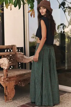 Free People Zoe Printed Pleated Wide-leg Pants