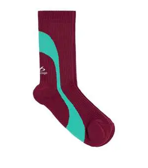 Balenciaga Wave Print Socks - Red