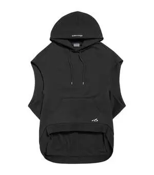 Balenciaga Cotton Sleeveless Hoodie - Black