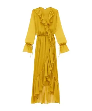 Saint Laurent Ruffled V-neck Dress