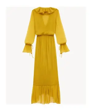 Saint Laurent Ruffled V-neck Dress