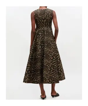 GANNI Metallic Cloque Long Dress