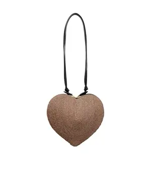 Alaïa Leather-trimmed Raffia Shoulder Bag - Brown