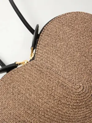 Alaïa Leather-trimmed Raffia Shoulder Bag