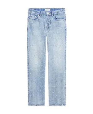 Balenciaga All-over Hole Detailed Low Waist Jeans - Blue