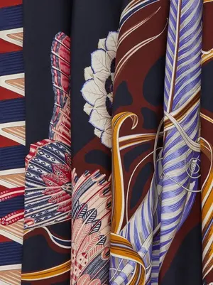 FERRAGAMO Giada Printed Scarf - Navy Blue/plum