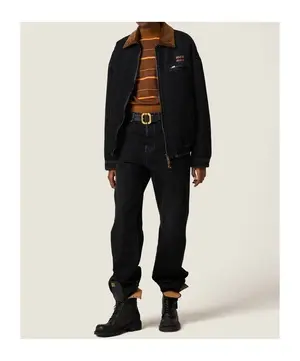 Miu Miu Logo-patch Zipped Denim Padded Jacket