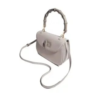 Gucci Bamboo 1947 Small Bag With Top Handle And Shoulder Strap - Grey