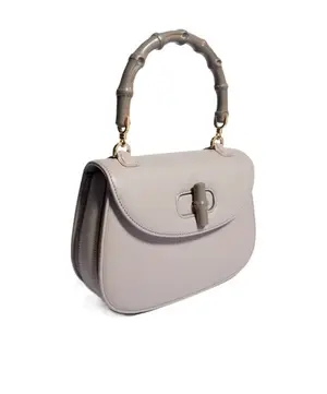 Gucci Bamboo 1947 Small Bag With Top Handle And Shoulder Strap - Grey