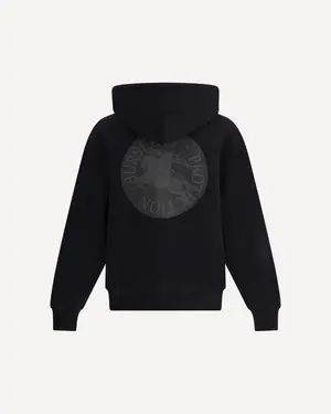 Burberry Zip-up Drawstring Hoodie With Equestrian Knight Motif - Black
