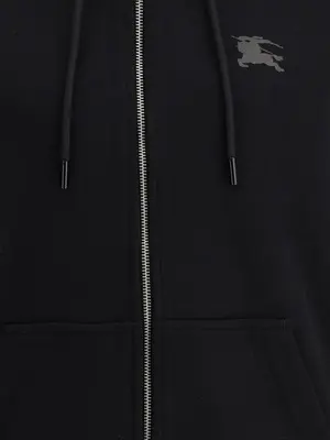 Burberry Zip-up Drawstring Hoodie With Equestrian Knight Motif - Black