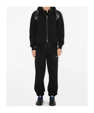 Burberry Zip-up Drawstring Hoodie With Equestrian Knight Motif - Black