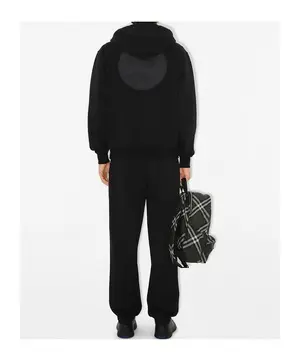 Burberry Zip-up Drawstring Hoodie With Equestrian Knight Motif - Black