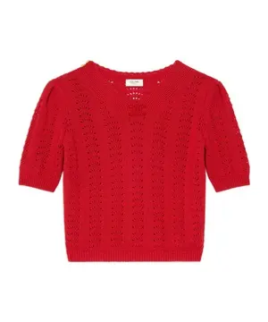 Celine Cotton Pointelle Knit Top