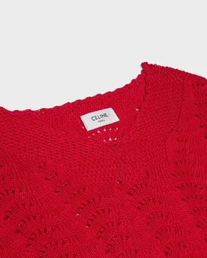 Celine Cotton Pointelle Knit Top