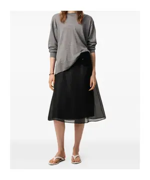 Ami Midi Sheer A-line Midi Skirt