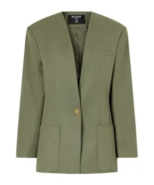 Balmain Cotton-twill Blazer - Green