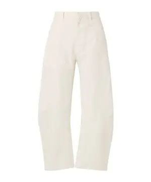 NILI LOTAN Shon Cotton-blend Twill Barrel-leg Pants - Ivory