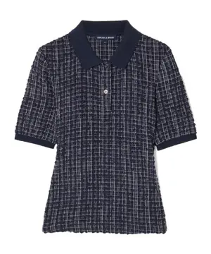 Veronica Beard Benedetta Checked Seersucker Polo Shirt