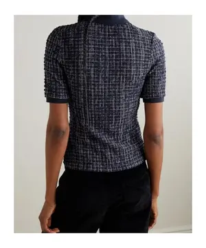 Veronica Beard Benedetta Checked Seersucker Polo Shirt