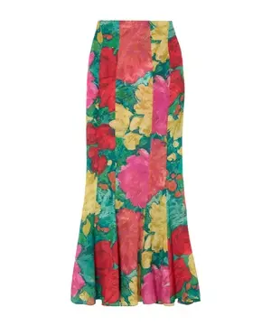 Balmain Paneled Floral-print Silk Maxi Skirt