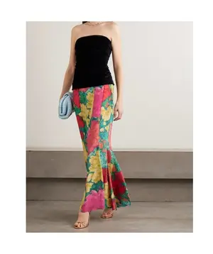 Balmain Paneled Floral-print Silk Maxi Skirt