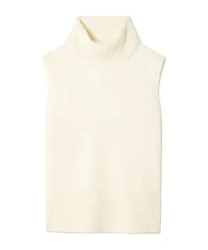 Veronica Beard Mazzy Roll-neck Sleeveless Vest - Ivory